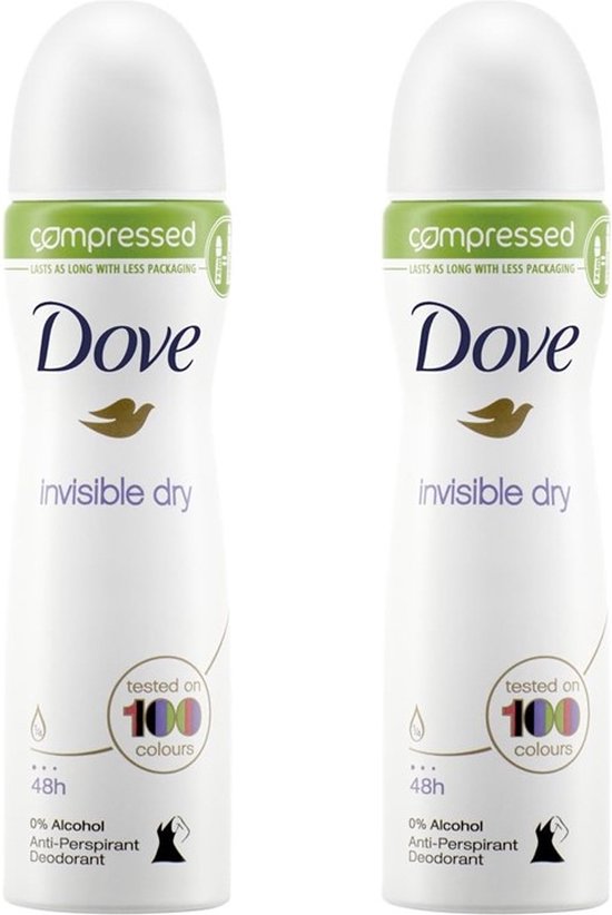 Dove Deo Spray Compressed - Invisible Dry - 2 x 75 ml | bol