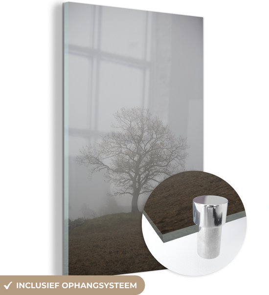 MuchoWow® Glasschilderij 20x30 cm - Schilderij acrylglas - Silhouet van ...