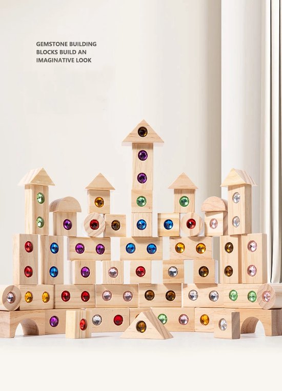 BPgoods® - Houten acryl edelstenen blokken - Educatief speelgoed - 50 ...