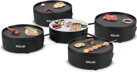 Gourmetstel - Gourmet en raclette - Set voor 4 personen - bakplaat ...