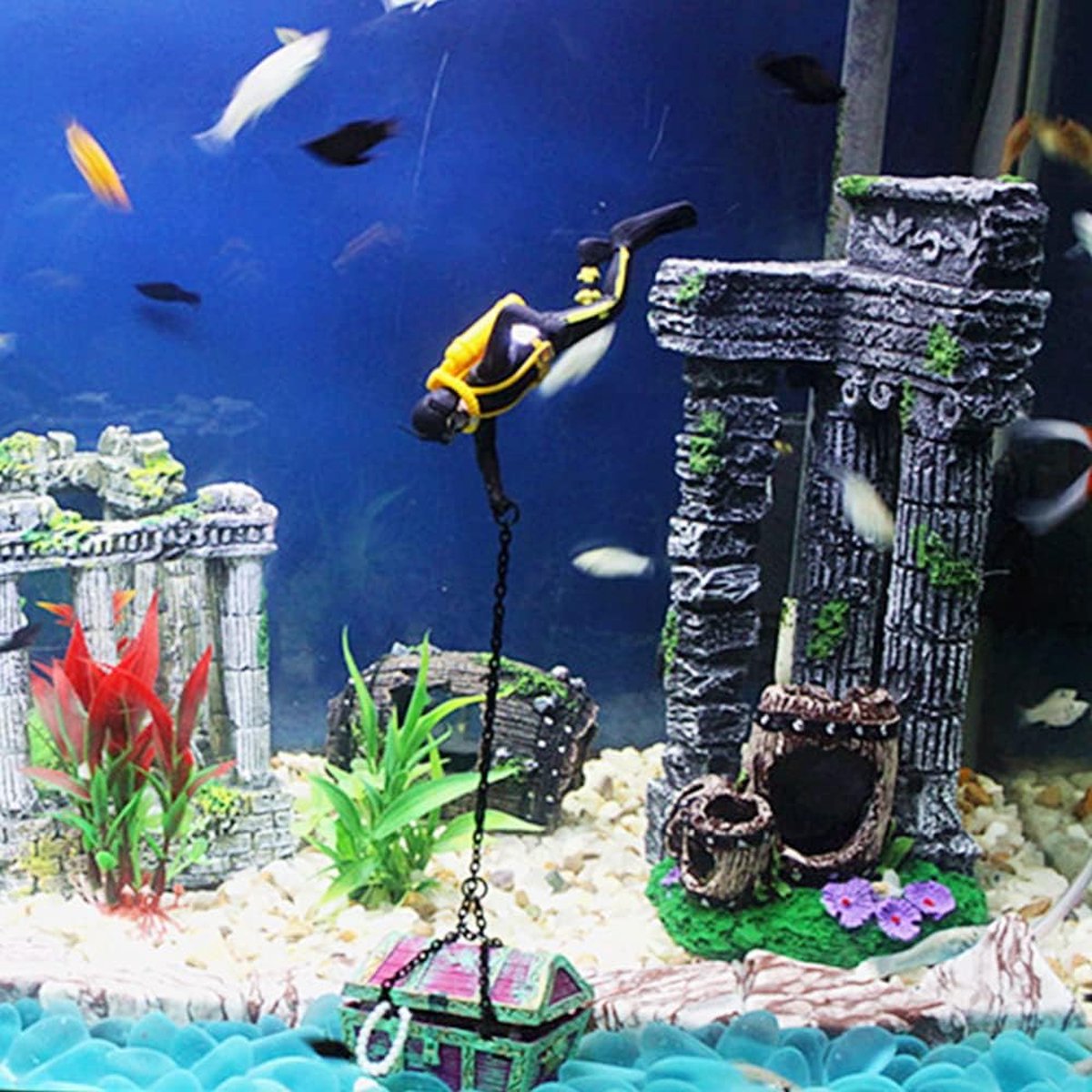Aquarium Decoratie, Schatkist Duiker Aquarium Decoratie voor Visbak ...