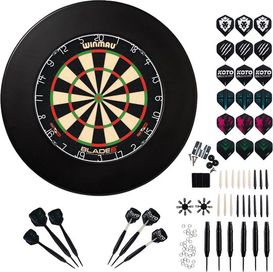 Winmau Blade 6 + Surround + KOTO Accessory Kit Steeltip Black 90 Pieces ...