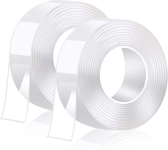 6M Dubbelzijdig Plakband Extra Sterk, Transparant Wasbaar Nano-Plakband, Herbruikbaar,... | bol