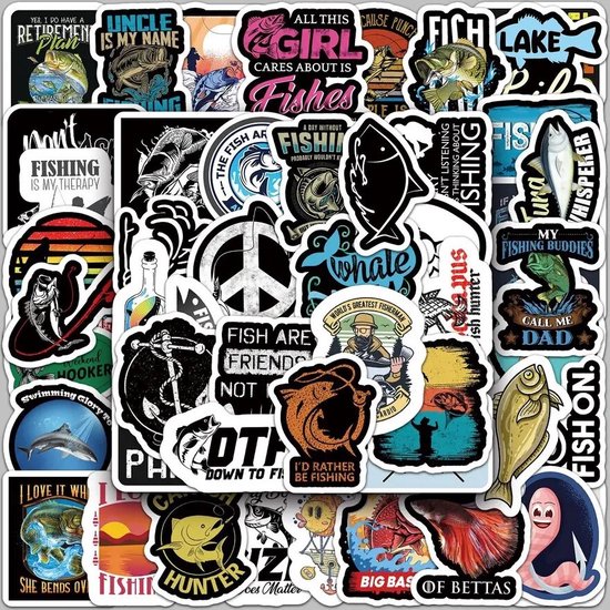 Vissen Stickers 52 Stuks | Dieren Stickers | | Grappige Stickers | Fishing | Vis |... | bol