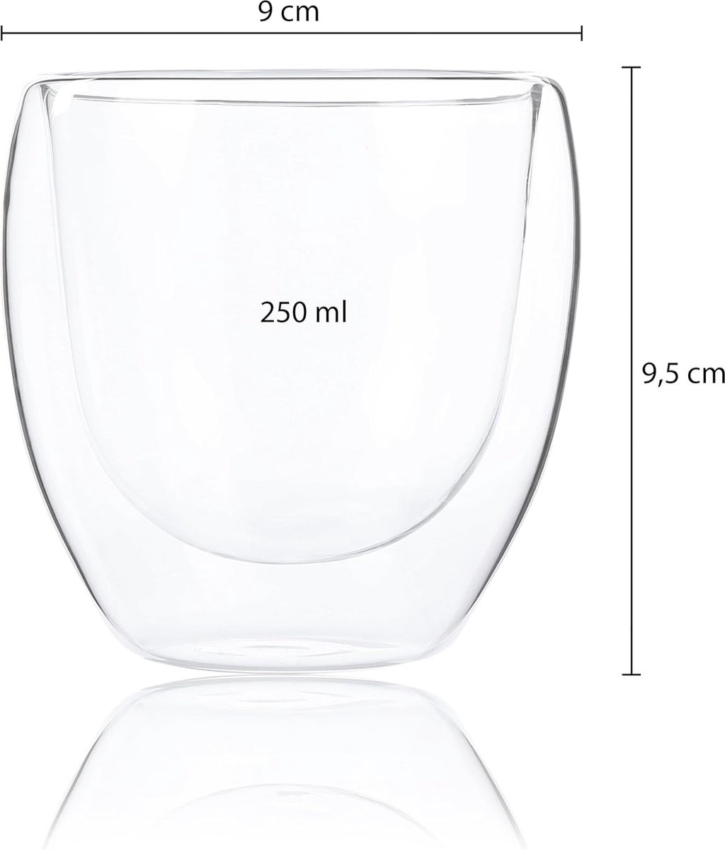 Dubbelwandige thermoglazen voor latte macchiato 250 ml - 4-pack | bol
