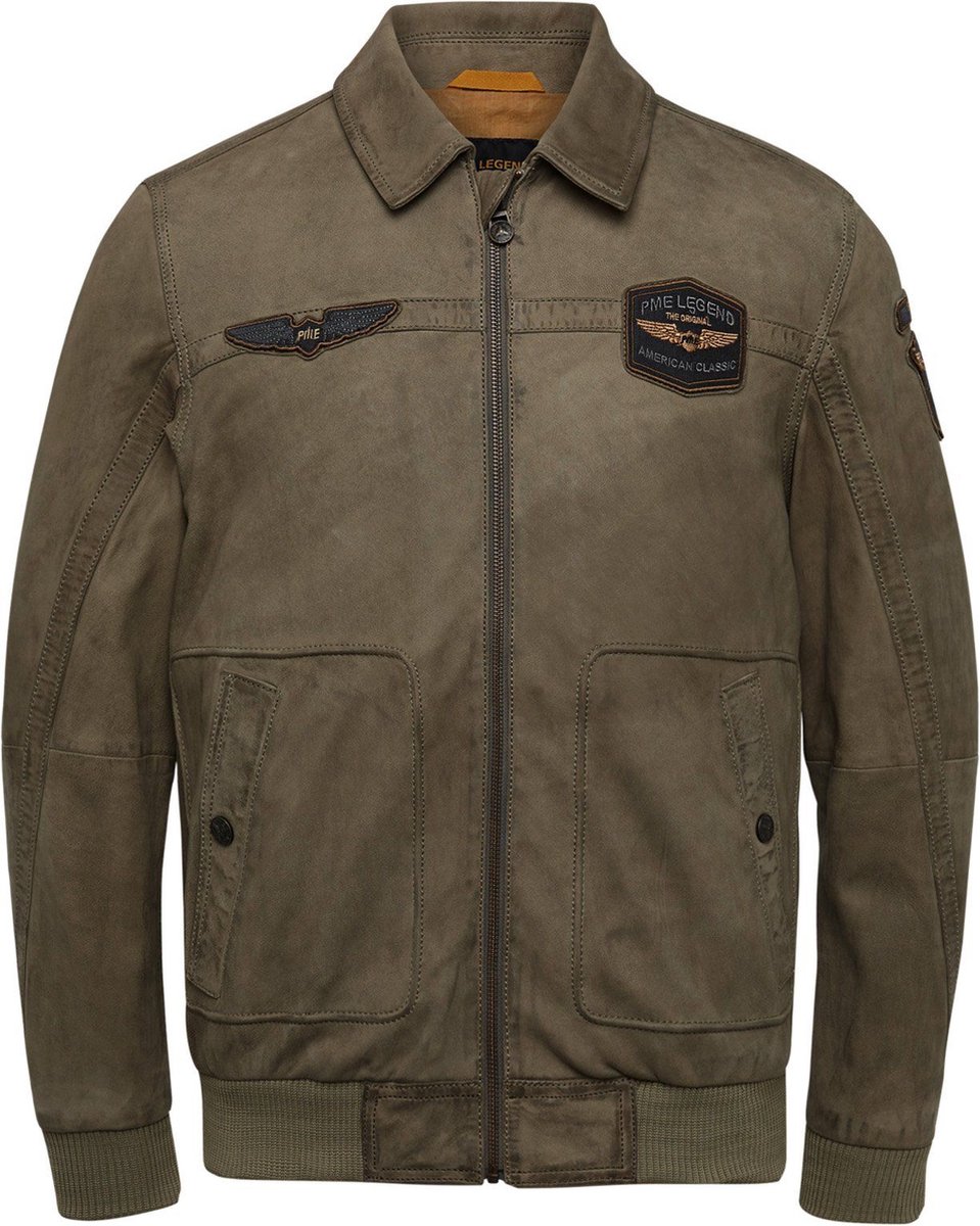 PME Legend - Leer Summer Hudson 2.0 Bomber Khaki - Heren - Maat M ...