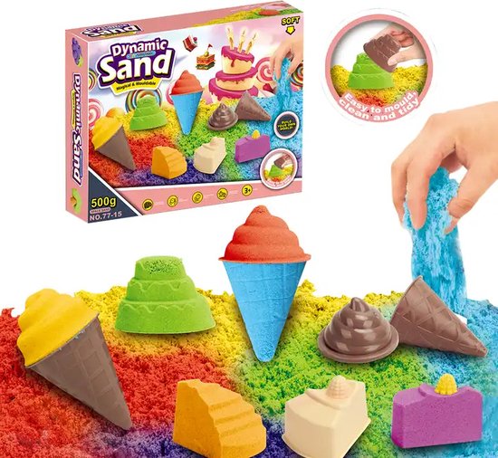 Dynamic Sand - Speelzand - Kinetisch Zand 3+ Jaar - Ijsjes en Taartjes - 500 GRAM | bol