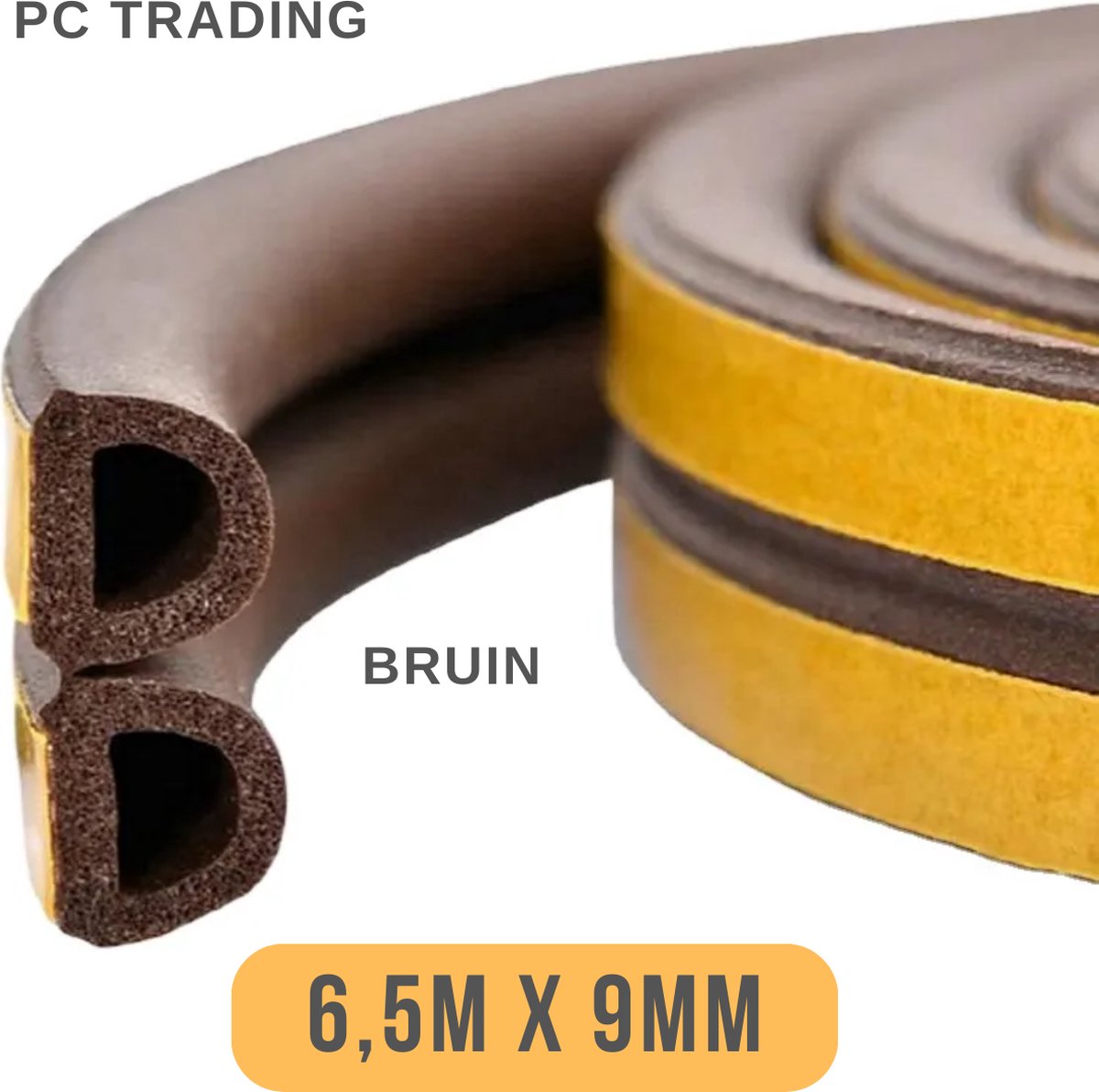 Tochtband 2x6,5 Meter Lang - 9mm(b)/5,5mm(h) - Bruin - Tochtband ...