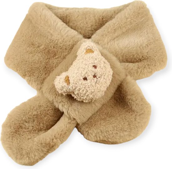 Kinder Sjaal - Baby - Beertje - Pluche - Khaki - 70cm - Winter - Kind ...