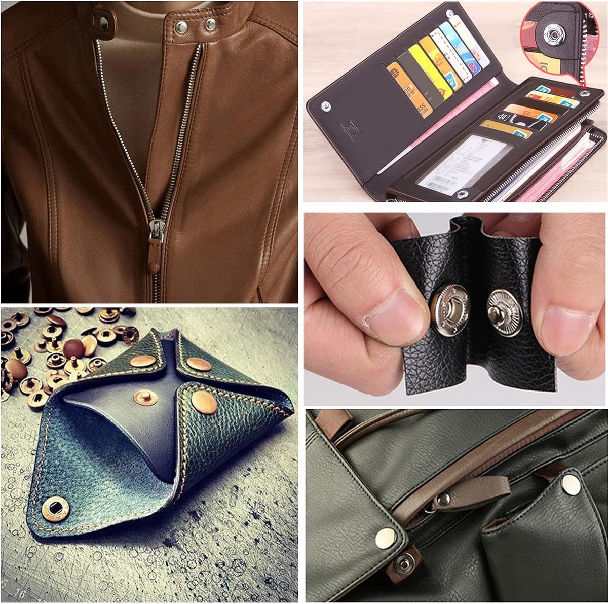 90 Sets Drukknopen voor Leer, 17mm 4 Kleuren Metalen Drukknopen Kit met ...