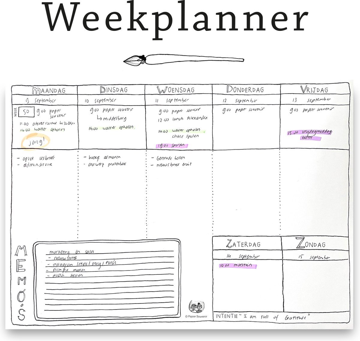 Weekplanner | Papier Souvenir | A3 | 50 vellen | Bureauplanner ...