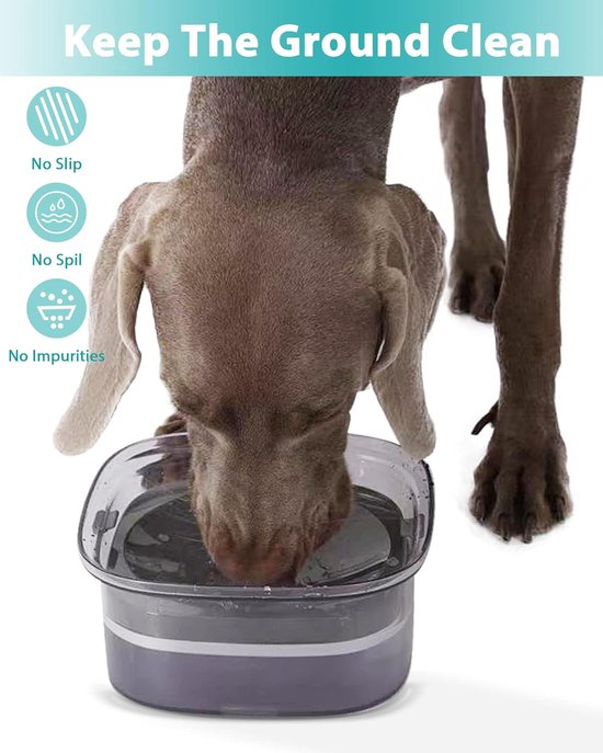 Waterbak voor honden, zonder kwijlen, 2 l, drinkbak voor honden, anti ...