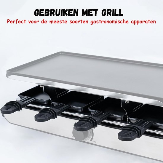 Gourmetpannetjes - Racelette - Grilplaat - 8 Delige-set - 4 Pannetjes ...
