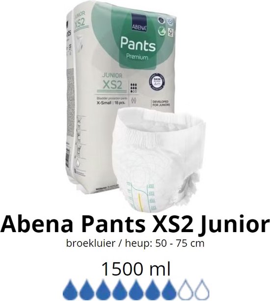 Abena Pants Junior Premium XS2 - 18 x absorberende broekjes - absorptie 1500 ml | bol