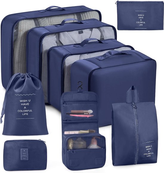 Kofferorganizer 9 stuks, packing cubes, lichtgewicht reisbagage ...
