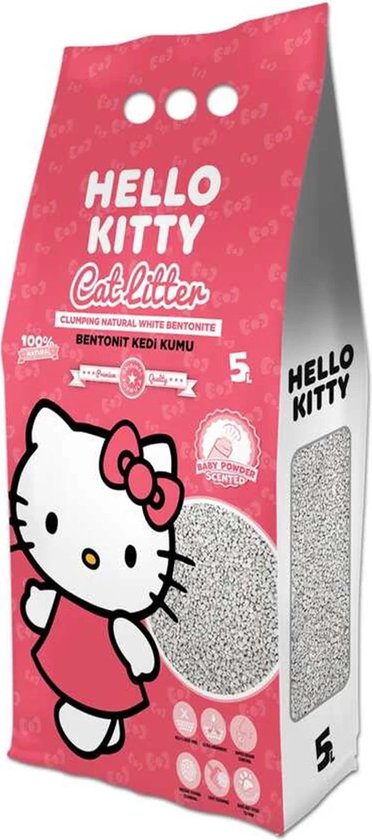 Hello Kitty Baby Powder Geur Bentoniet Kattenbakvulling 6 x 5L | bol