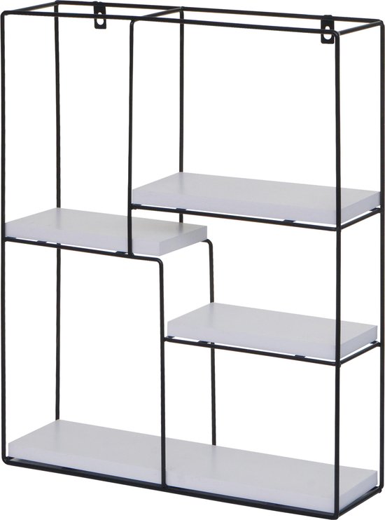 Wandplank MCW-K76, Hangende plank Zwevende plank, 4 planken Metalen ...