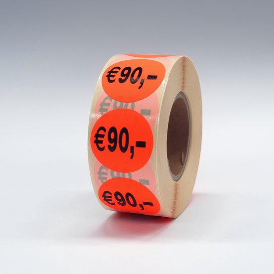 “€90" Prijs Stickers op rol 35mm rood - 1000ex. | bol