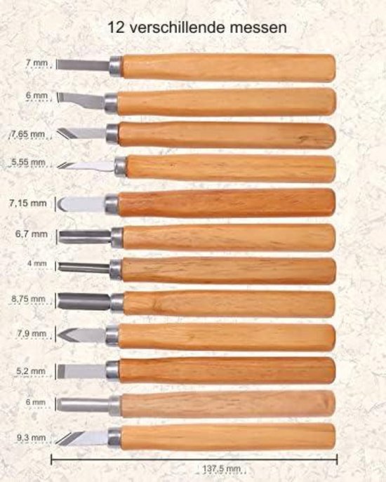 Houtsnijset - Houtsnijden - Houtsnijmes - Lepelmes - 26-delige ...