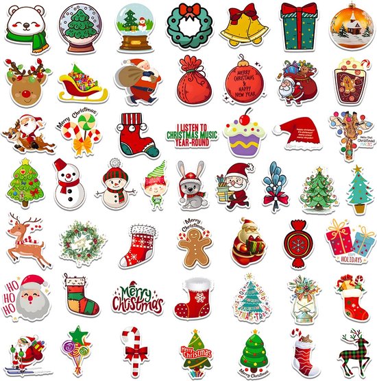 Kerststickers - Kerst stickers - 50stuks - Kerstkaarten - Kerstmis ...