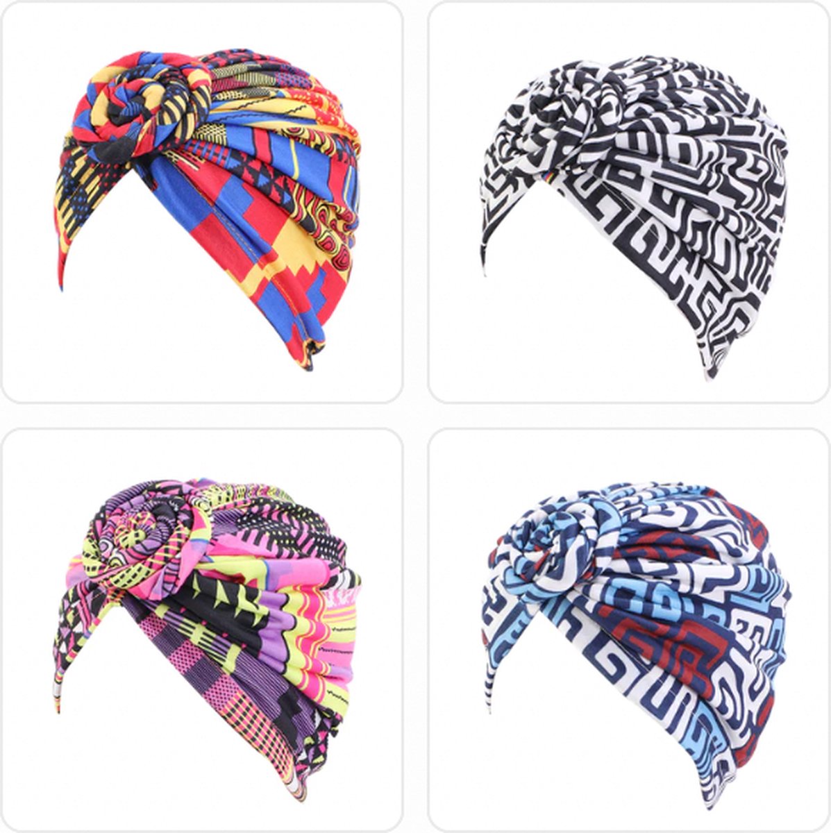 Multicolor Tulbanden - Set van 4 - Comfortabel & Stijlvol | bol.
