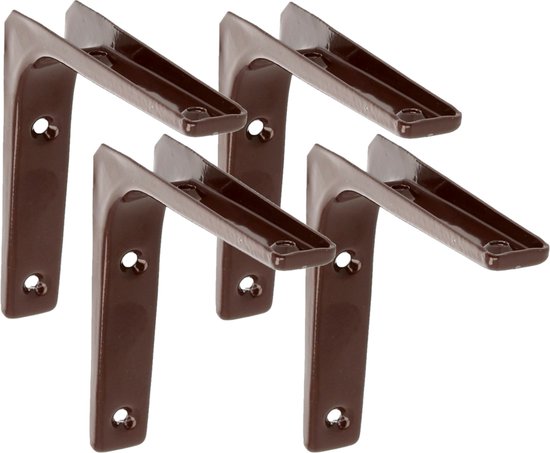 AMIG Plankdrager/planksteun van metaal - 4x - gelakt bruin - H125 x ...