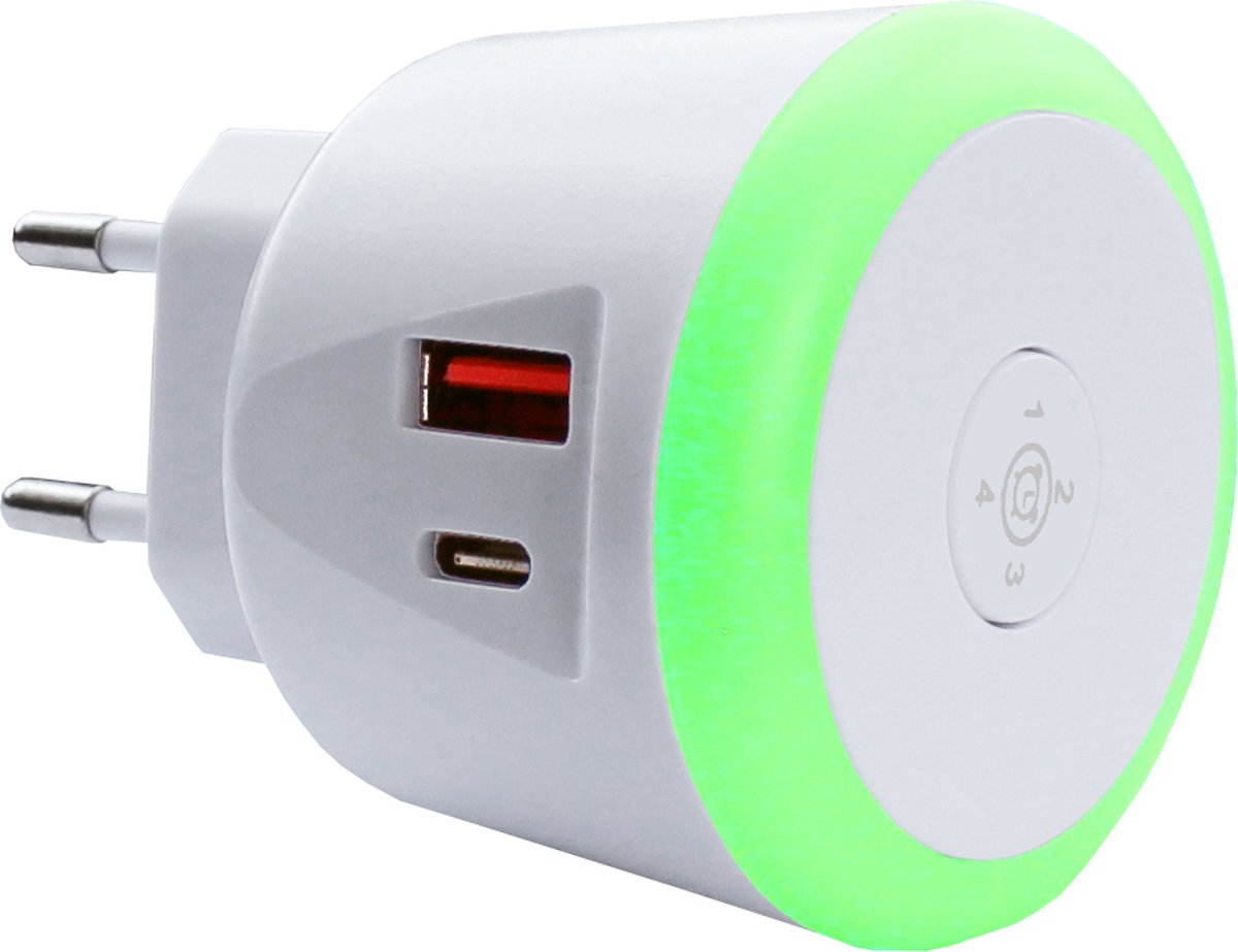 Ecosavers Usb Timer Charger Usb En Usb C Lader 20w Met Ingebouwde Tijdschakelklok 1 4 Uur Bol