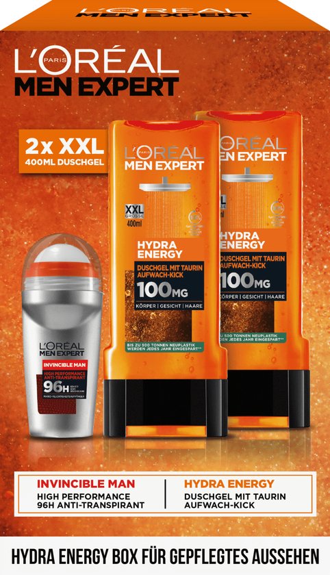 L'ORÉAL PARIS MEN EXPERT Gift set "Orange Box" 3 pieces, deo rolleer 2X ...