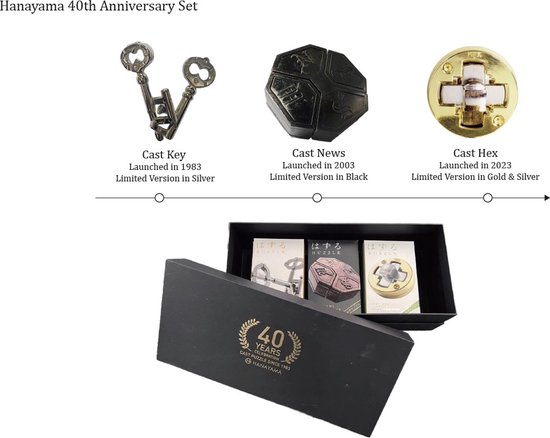 Huzzle Cast puzzle - Limited edition Hanayama 40th Anniversary Set | bol