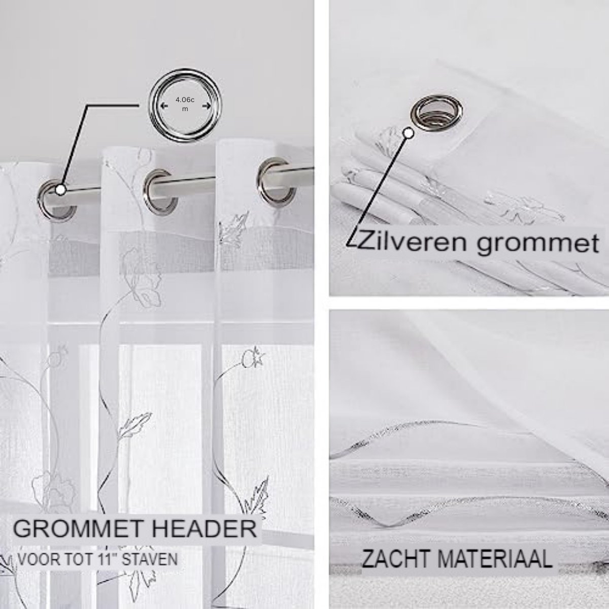 Vitrage Kant en Klaar met Haakjes - Vitrage Gordijnen - Vitrages - Vitrage met Haakjes... | bol