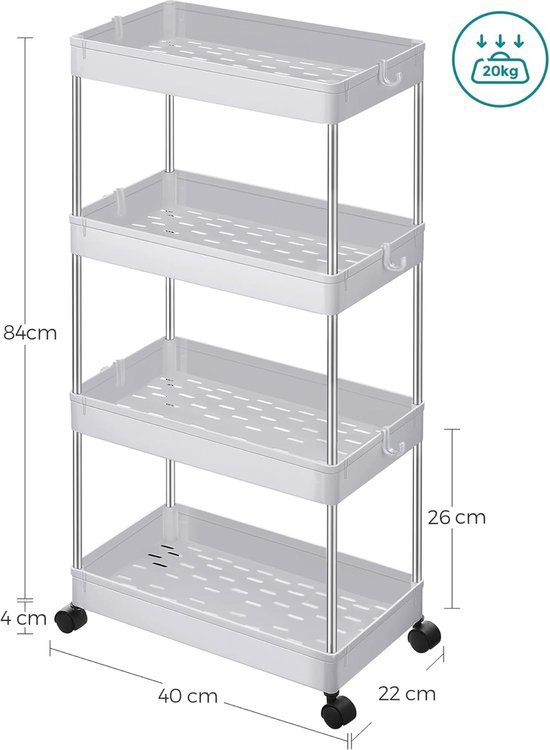 multifunctionele trolley met wieltjes voor keuken, kantoor, badkamer ...
