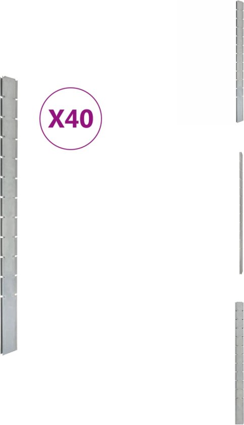 vidaXL Schuttingpaal - 19 x 4 x 280 cm - Gegalvaniseerd Staal - Set van ...