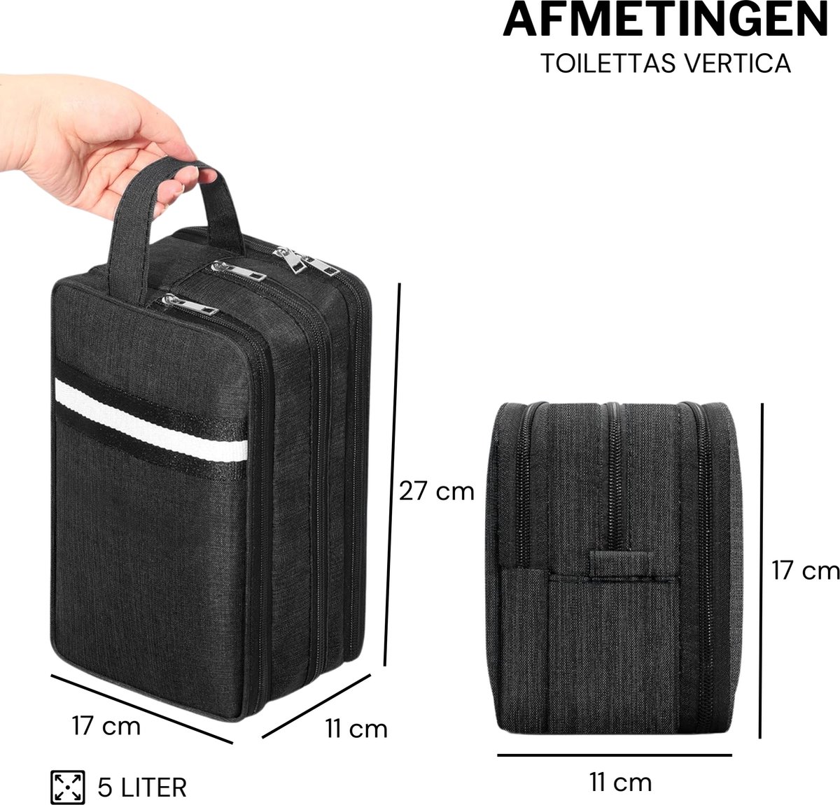 Pazzo Goods - Toilettas Vertica - Heren - Zwart - Heren Toilettas ...