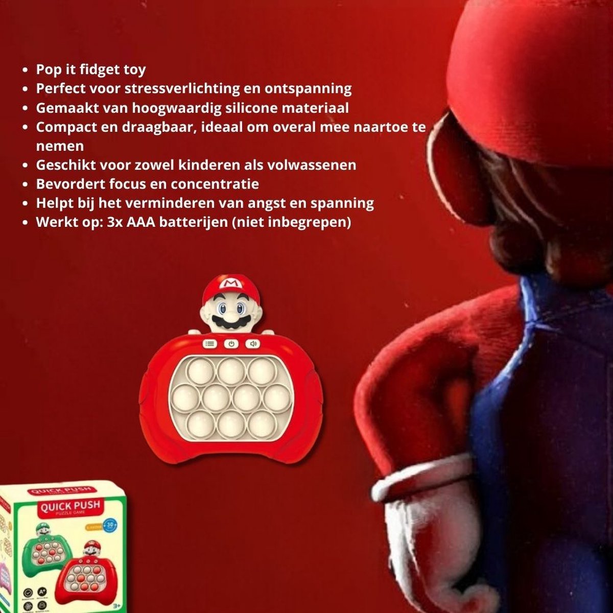 Pop It Fidget Toy - Mario-Feestdagen-Quick Push Game- Anti Stress ...