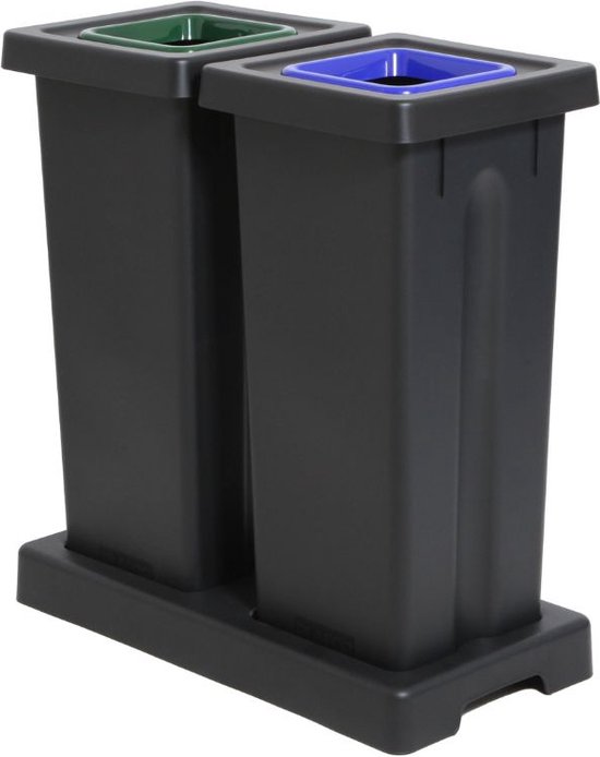 Set van 2 Prullenbakken voor afvalscheiding – 53L – Afval sorteren ...