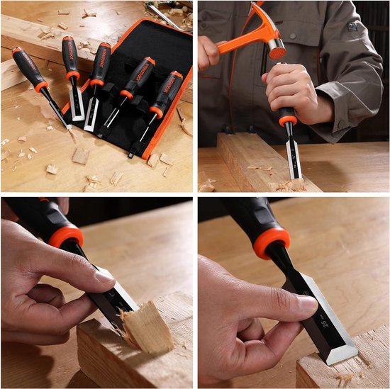 Professionele steekbeitel voor hout 5-dlg. Beitelset van Cr-V, 6/10/12 ...