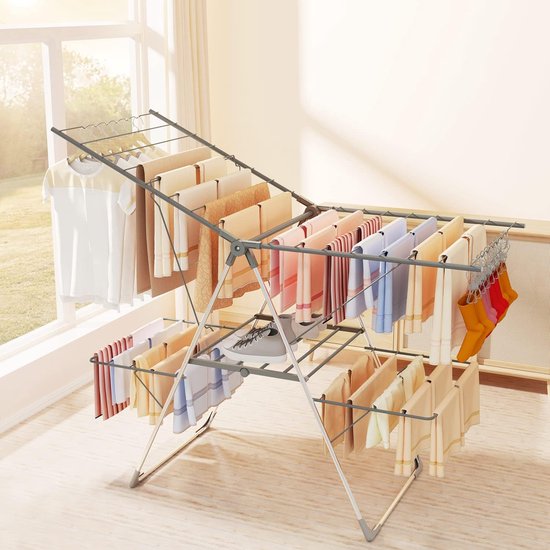3 Niveaus Kleding Airer Toren Opvouwbare Vleugel Kleding Airer met ...