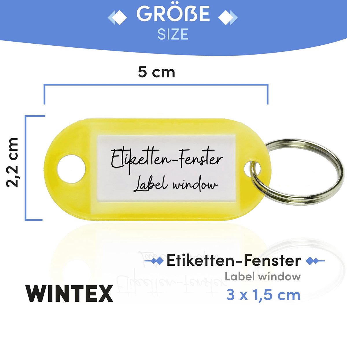 WINTEX Sleutelhanger met Labels - 100 stuks - Heavy Duty Sleutelringen ...