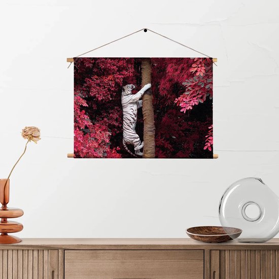 Textielposter De Witte Tijger Rechthoek Horizontaal L (43 X 60 CM) - Wandkleed -... | bol