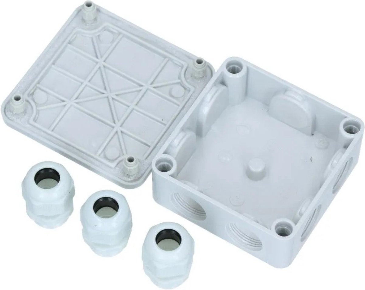 Universele kabeldoos + 3 wartels PG16 - IP55 - Grijs | bol