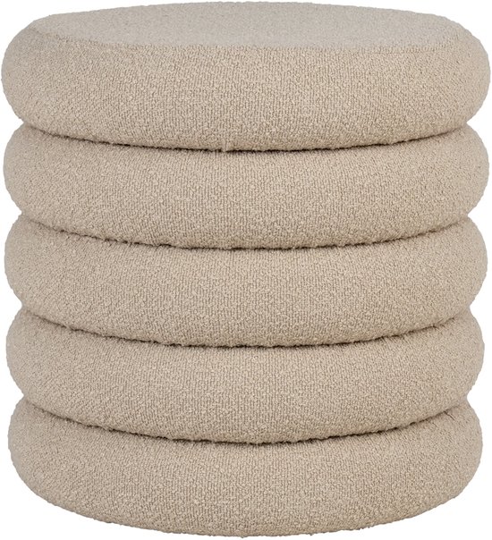 Artichok Willemijn poef bouclé beige - met opbergruimte - rond - met ...