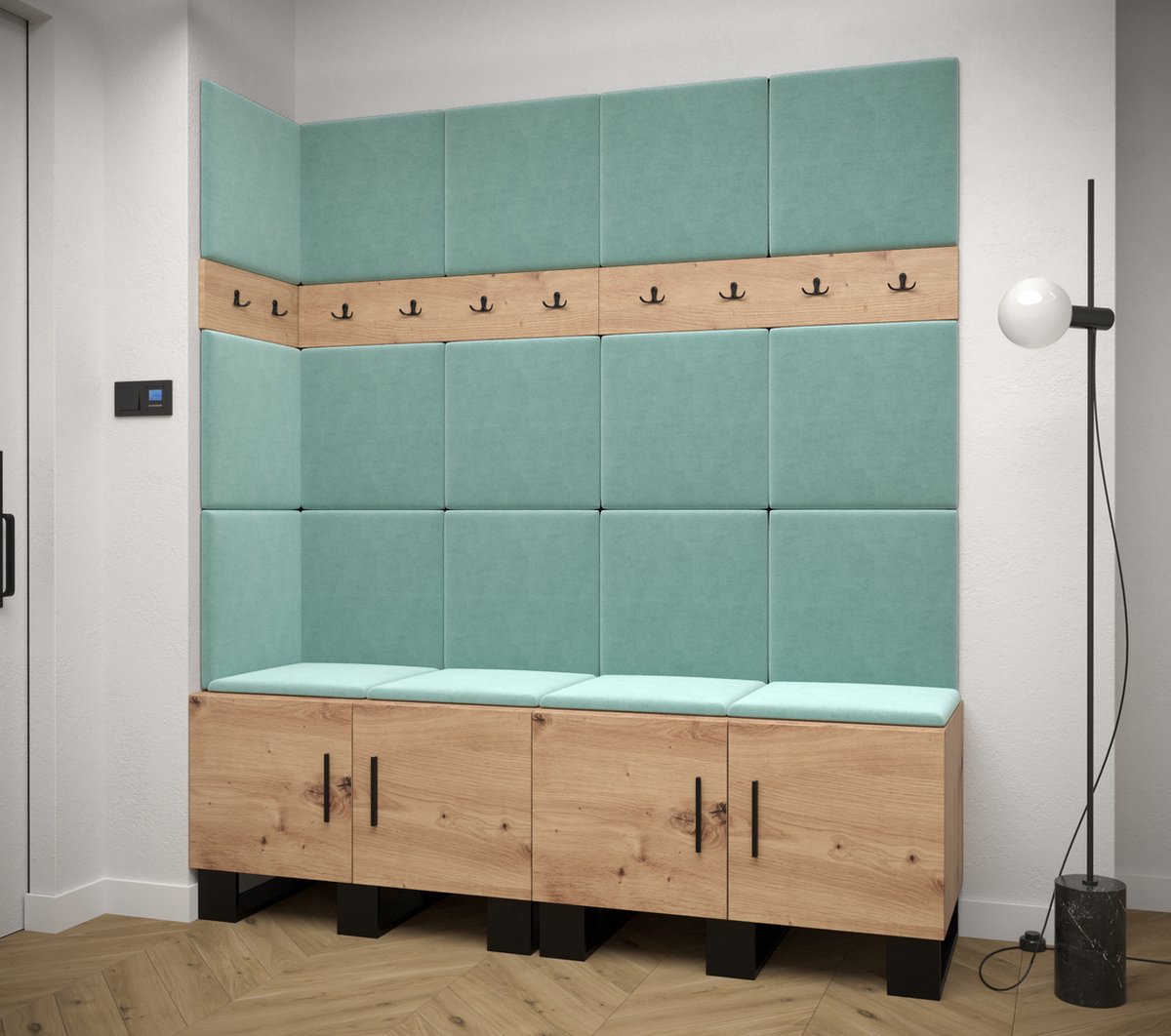 Garderobekast Ganggarderobe Compacte garderobe Vestibule Wandkast Plank ...