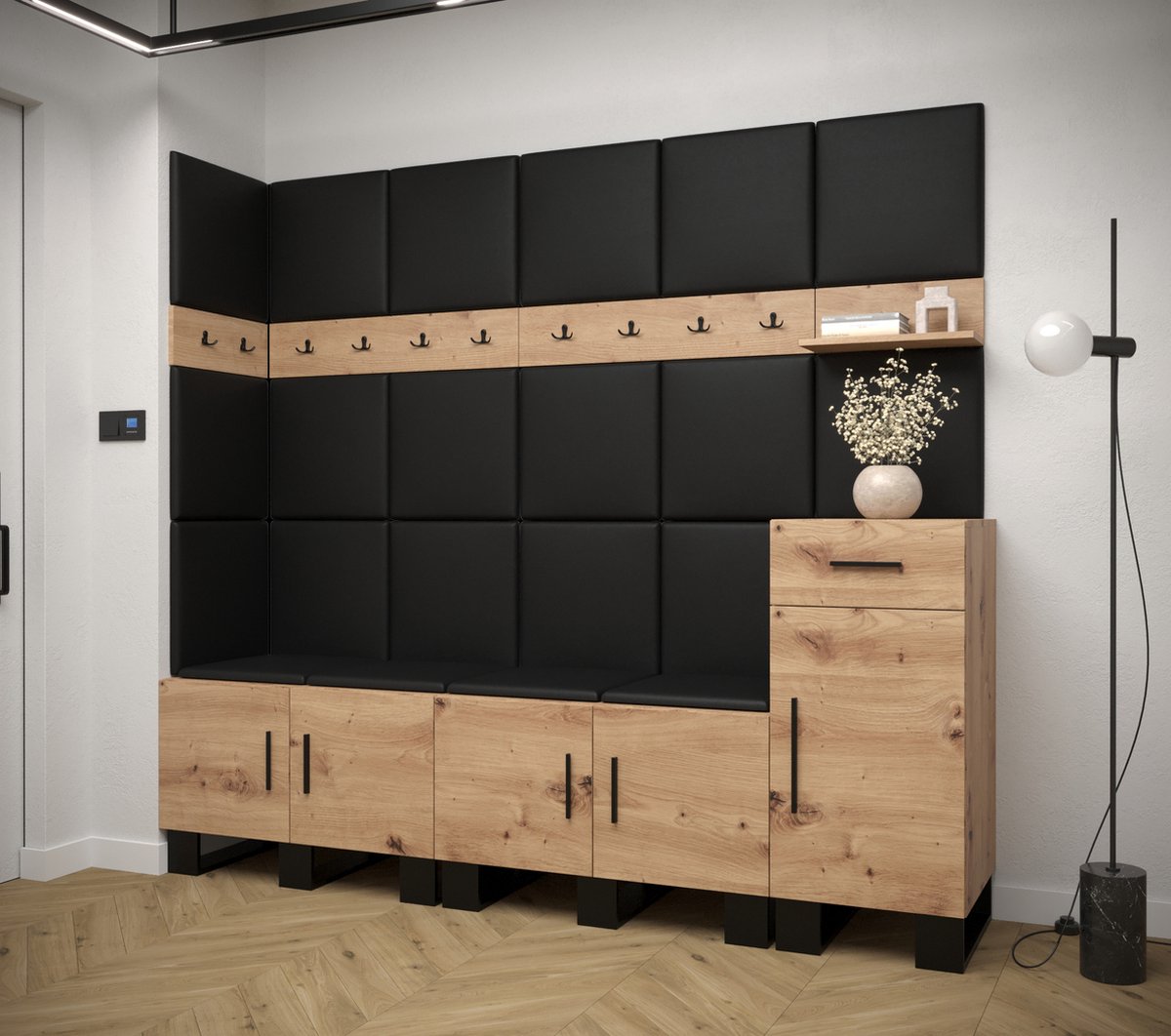 Garderobekast Ganggarderobe Compacte garderobe Vestibule Wandkast Plank ...