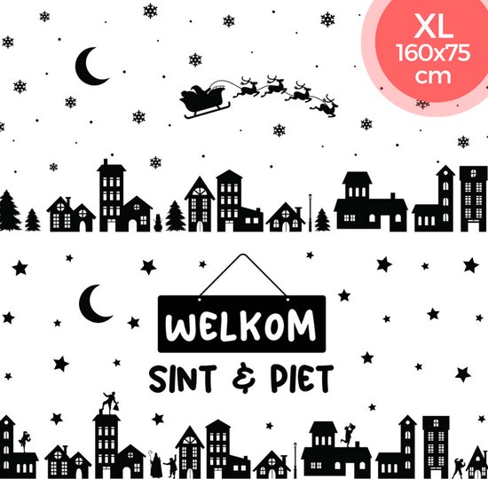 Giftmas Raamstickers XL – Sint en Piet - Kerst - 160X75 cm – Kerst ...