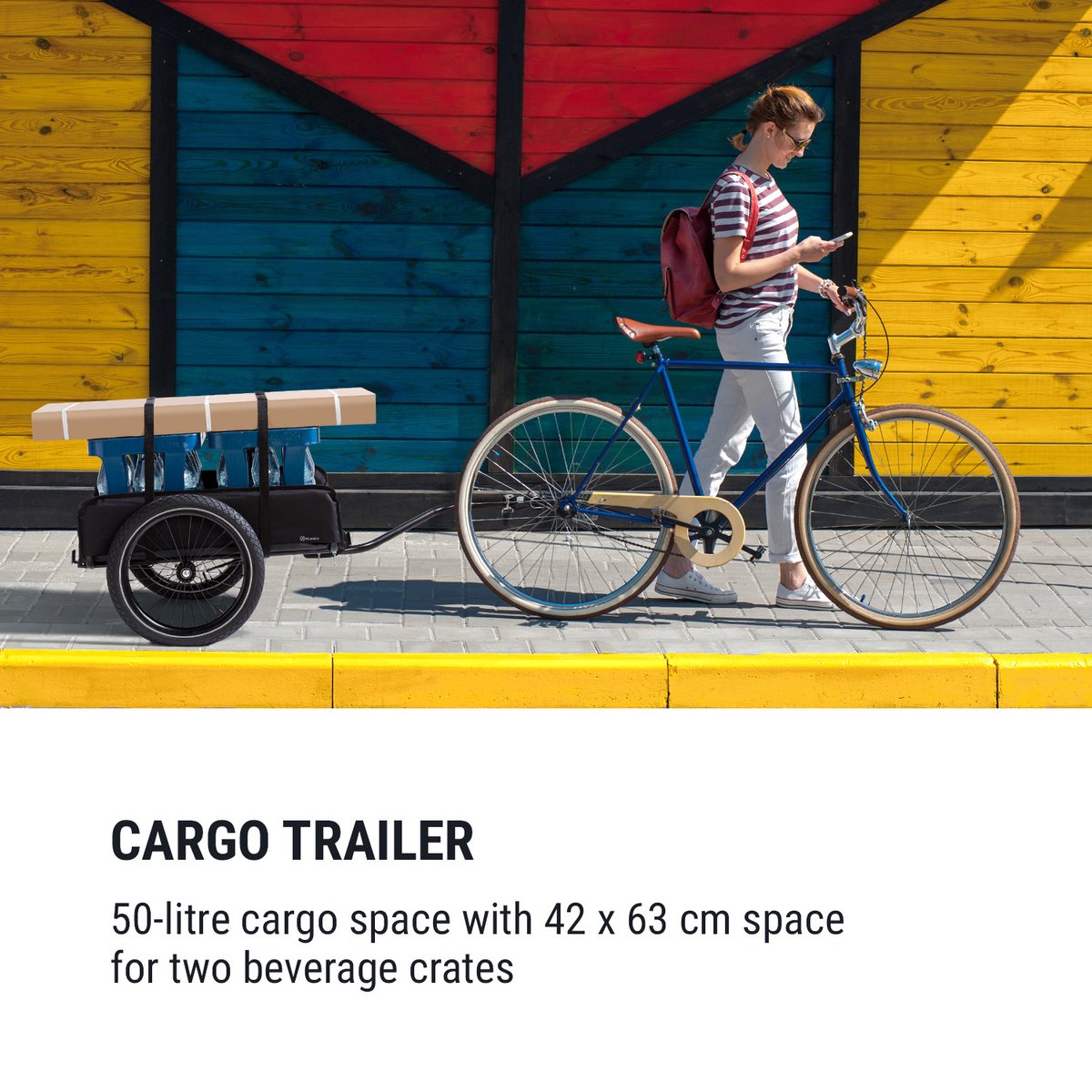 Klarfit Cargo Bull Fietskar - Aanhangwagen - Maximaal 40kg - 50 Liter ...