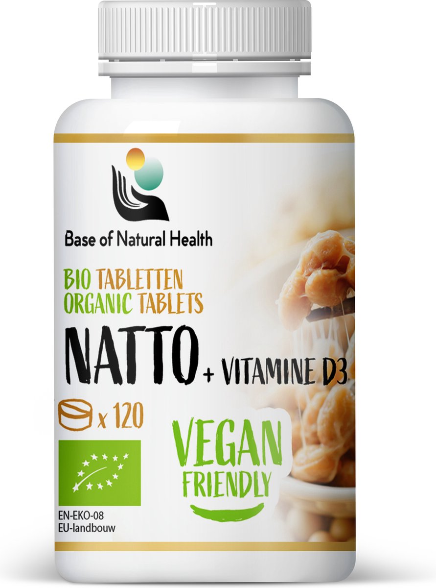 Base Of Natural Health - BIO Natto + vitamine D3 tabletten 630mg - In ...