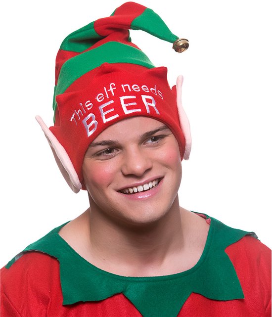 Elfen Muts met oren en belletje - This elf needs beer | bol