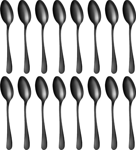 Matte zwarte eetlepel, 16 stuks, 20,5 cm, roestvrijstalen lepel ...