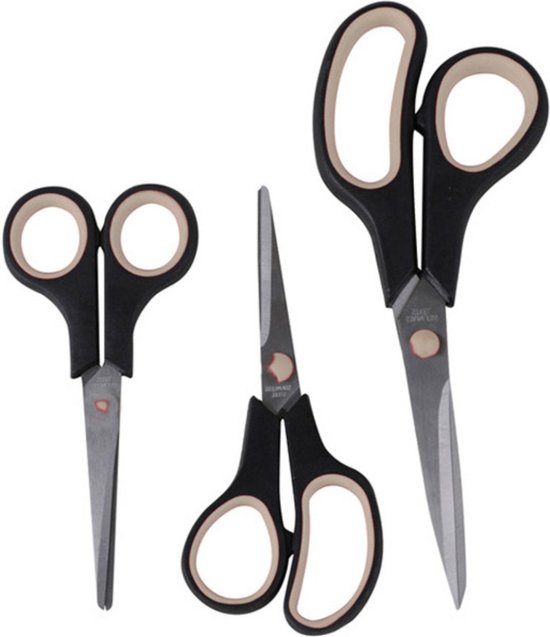 Urban Living huishoud/keukenschaar - 3x - zwart/beige - rvs/kunststof ...