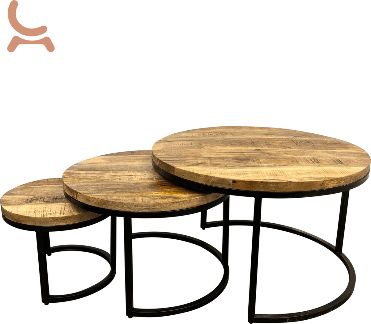 Combi Meubels - Salontafel Romy - Set van 3 - Mangohout - Naturel ...